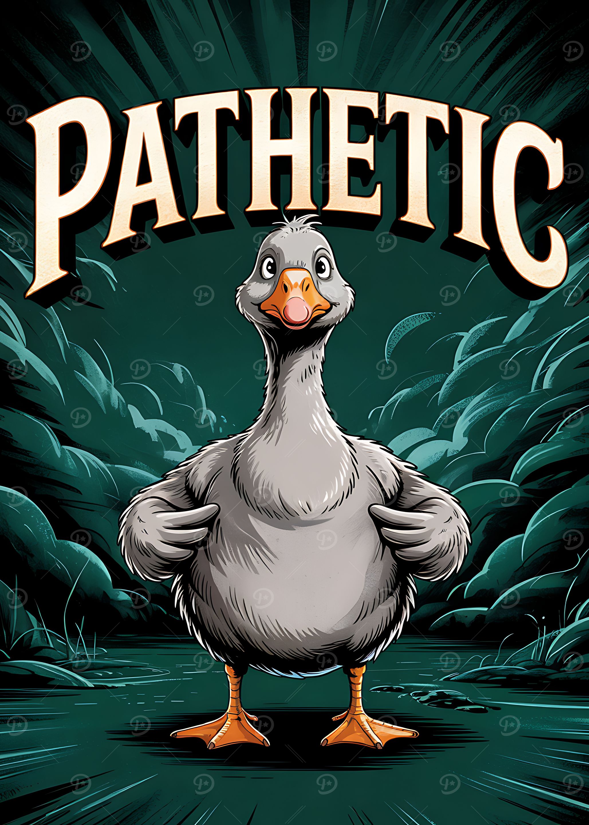 'Pathetic Goose Cartoon Illustration' Poster, picture, metal print ...