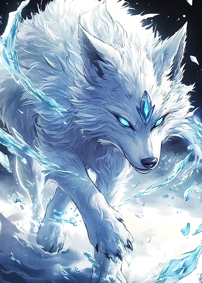 'Icy Wolf Crystal' Poster, picture, metal print, paint by Alishba ...