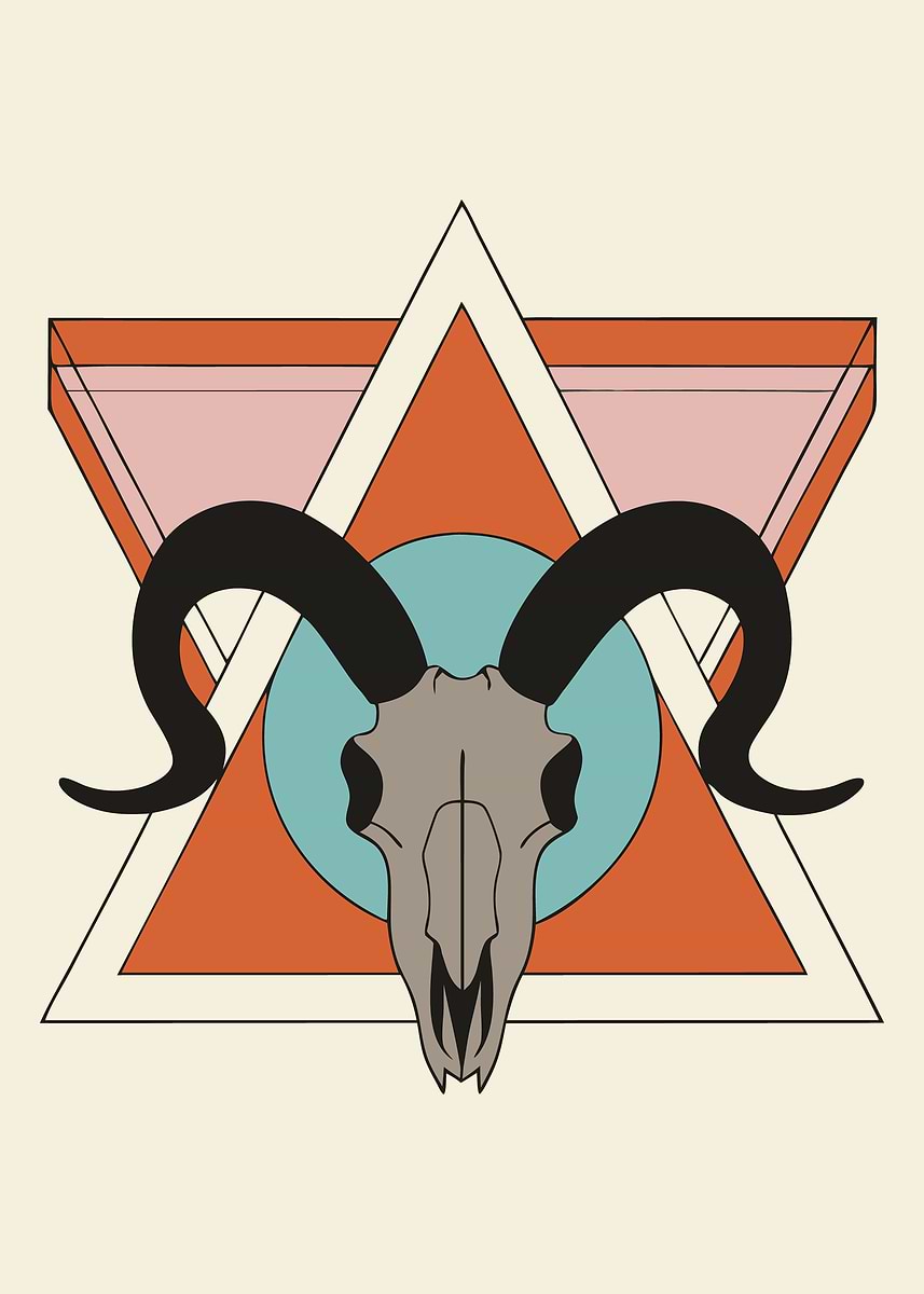 'Ram Skull Geometric Art' Poster, picture, metal print, paint by Nomis ...
