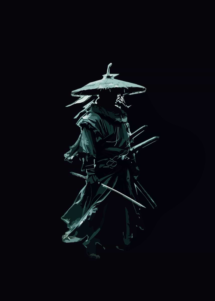 'Samurai Warrior in Dark Ambience' Poster, picture, metal print, paint ...