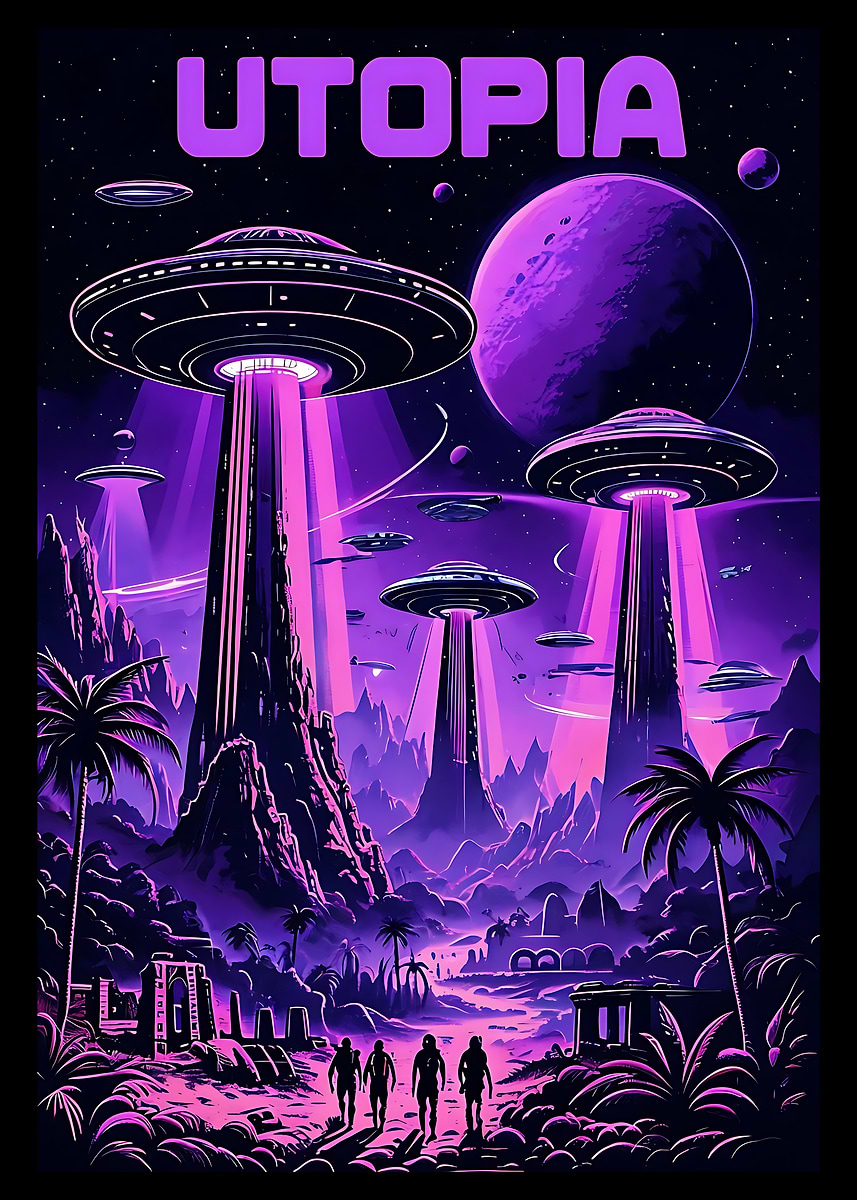 'Utopia: Retro Sci-Fi Alien Invasion' Poster, picture, metal print ...