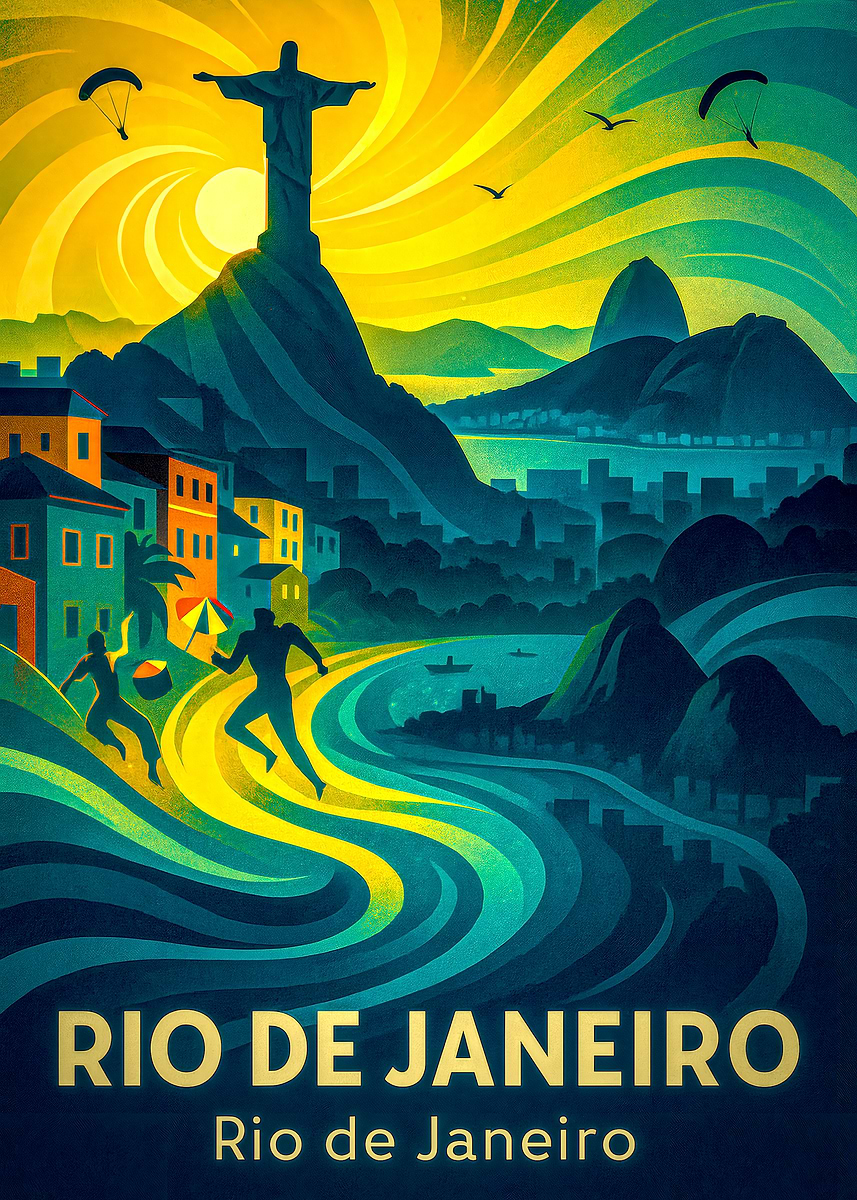 'Rio de Janeiro Travel Poster' Poster, picture, metal print, paint by ...