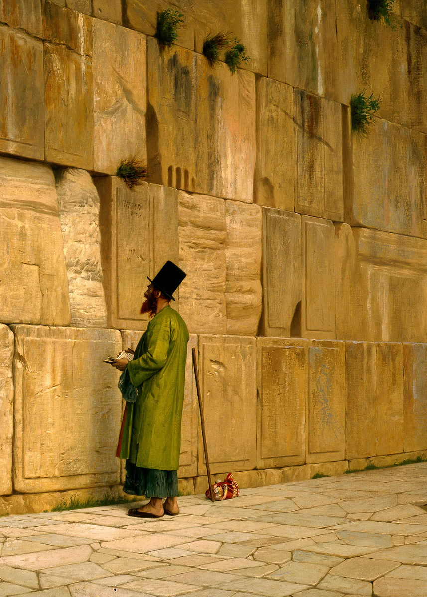 'Man Praying at the Western Wall' Poster, picture, metal print, paint ...