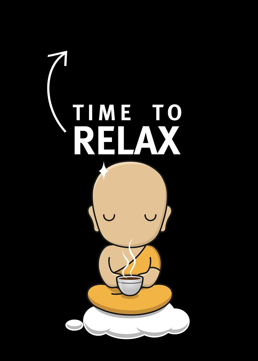 'Time to Relax: Meditating Monk Illustration' Poster, picture, metal ...