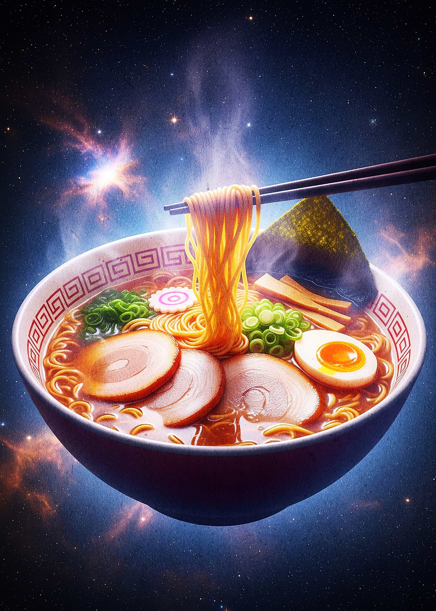 'Cosmic Ramen Bowl' Poster, picture, metal print, paint by Wesley ...