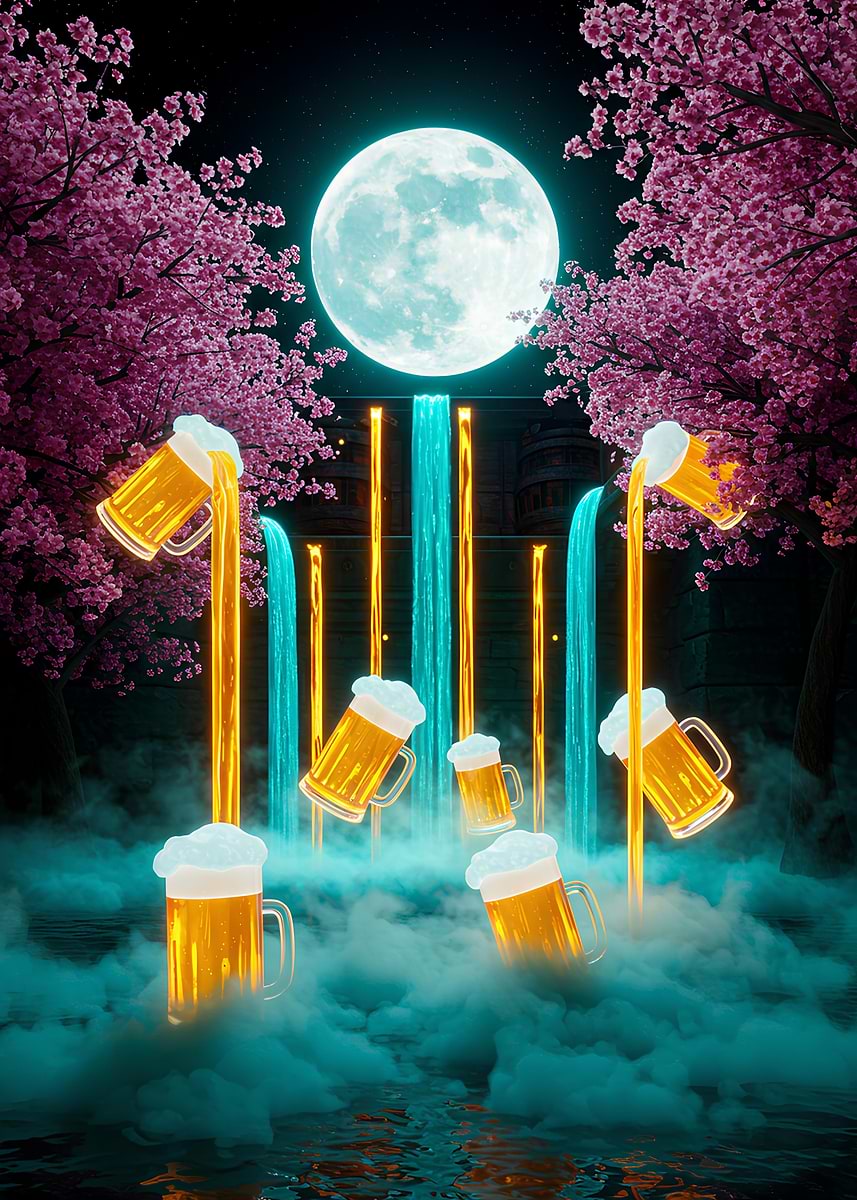 'Beer Waterfall Fantasy' Poster, picture, metal print, paint by ...