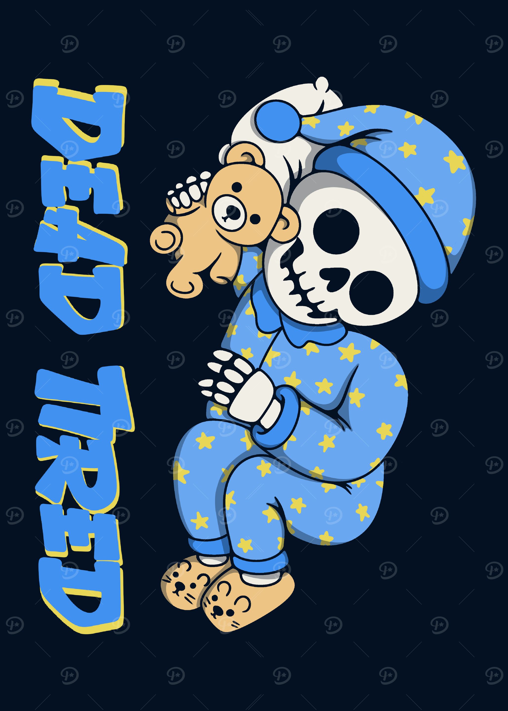 'Dead Tired Skeleton with Teddy Bear' Poster, picture, metal print ...