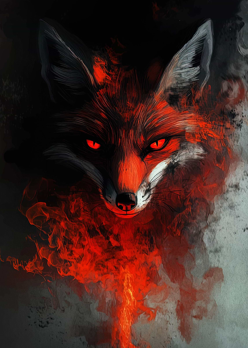 'Fiery Fox Portrait' Poster, picture, metal print, paint by Parrish ...