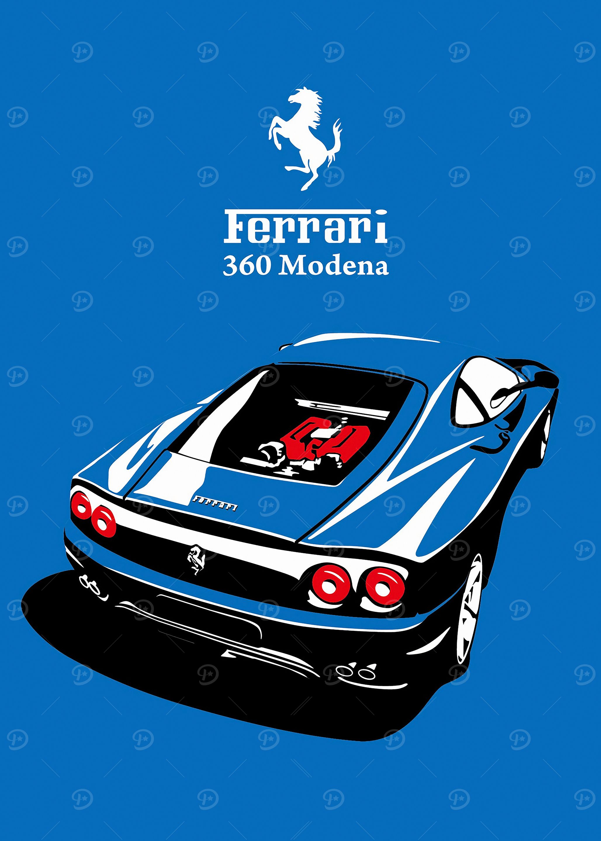 'Ferrari 360 Modena Blue Illustration' Poster, picture, metal print ...