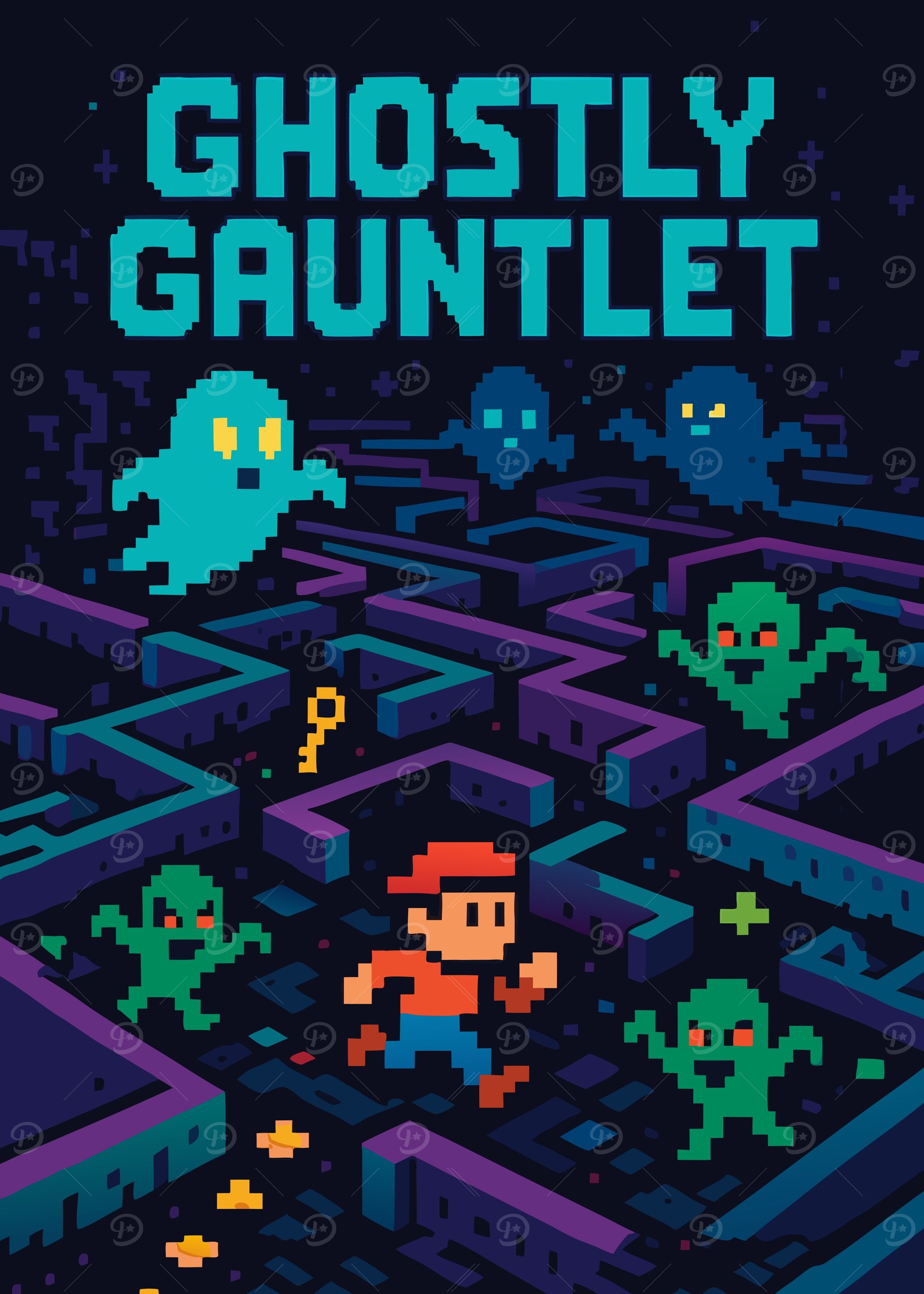 'Ghostly Gauntlet Pixel Art' Poster, picture, metal print, paint by ...