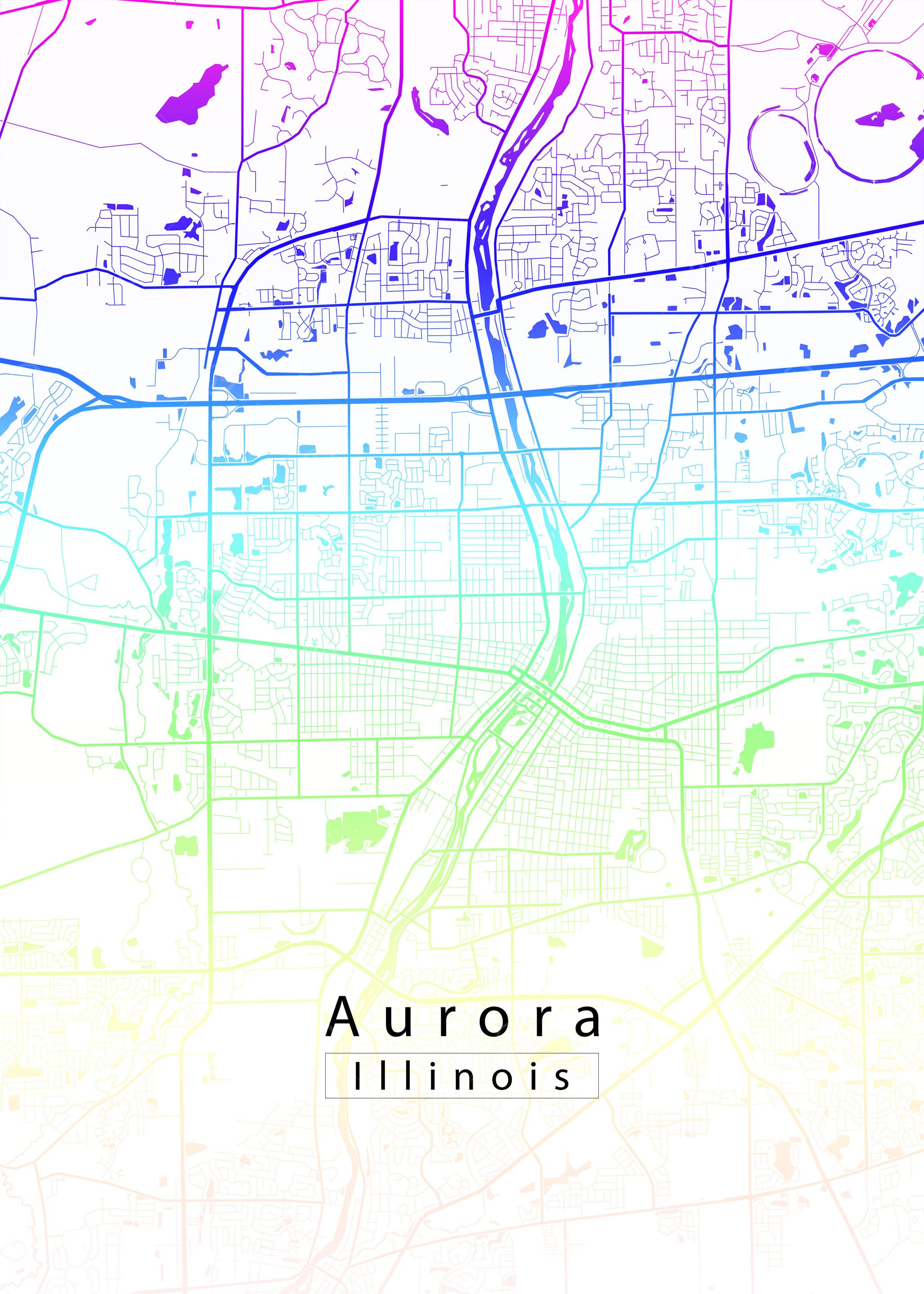'Aurora Illinois City Map' Poster, picture, metal print, paint by ...