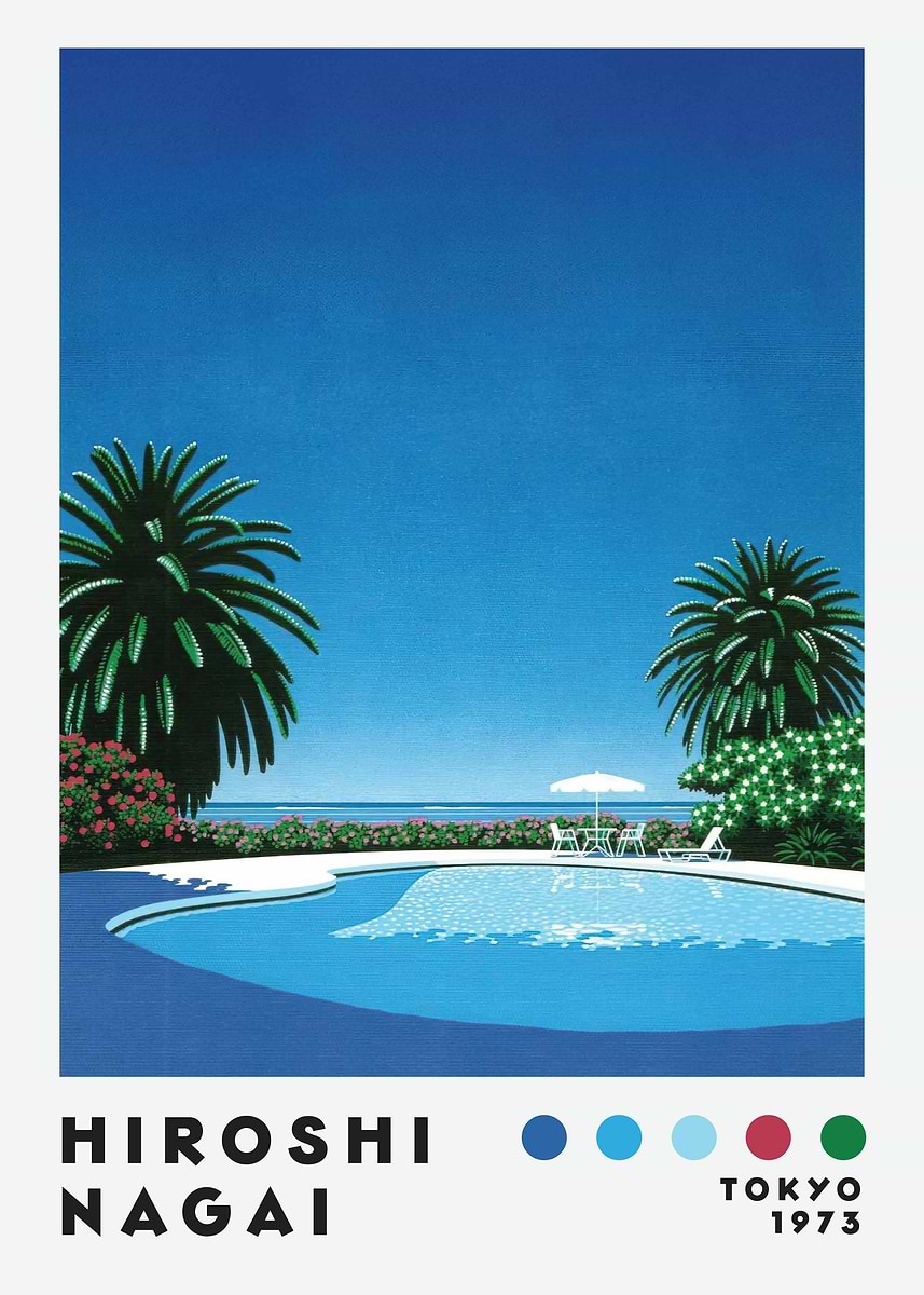 'Hiroshi Nagai Tokyo 1973 Poolside Art' Poster, picture, metal print, paint by NorwesClub | Displate