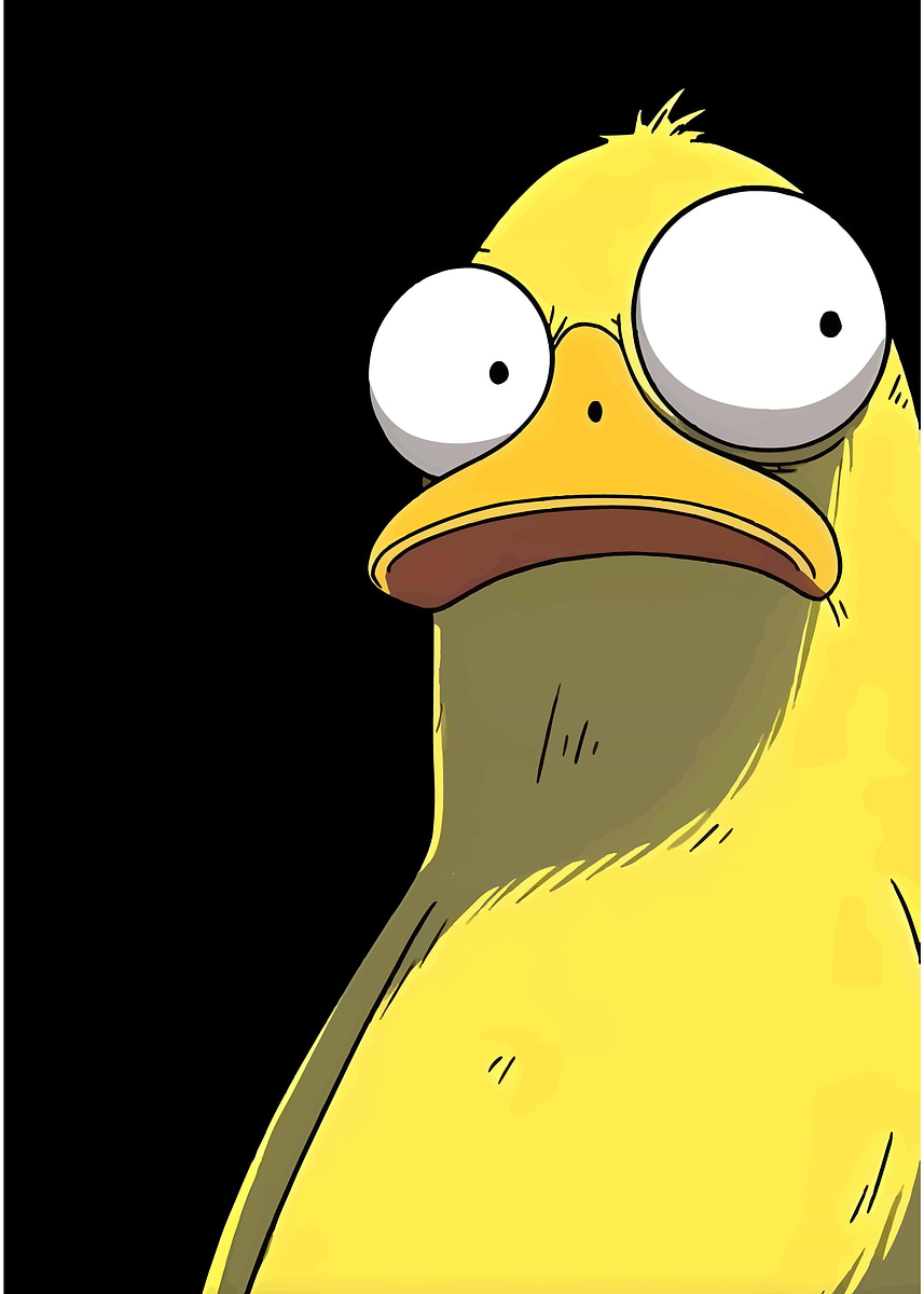 'Cartoon Yellow Bird with Wide Eyes' Poster, picture, metal print ...