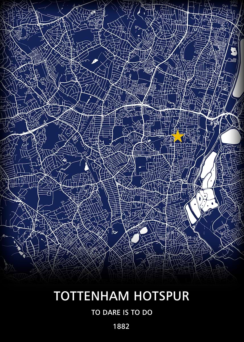 'Tottenham Hotspur Map Art' Poster, picture, metal print, paint by ...