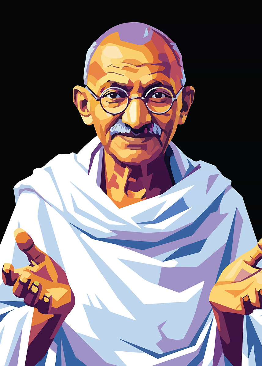 'Mahatma Gandhi Portrait Art' Poster, picture, metal print, paint by ...