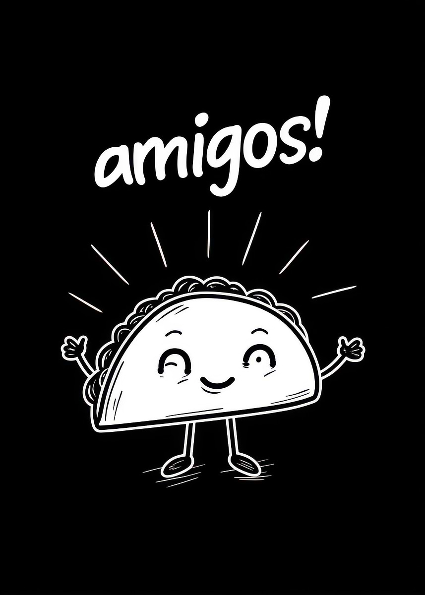 'Amigos Taco Cartoon' Poster, picture, metal print, paint by jannik27s ...