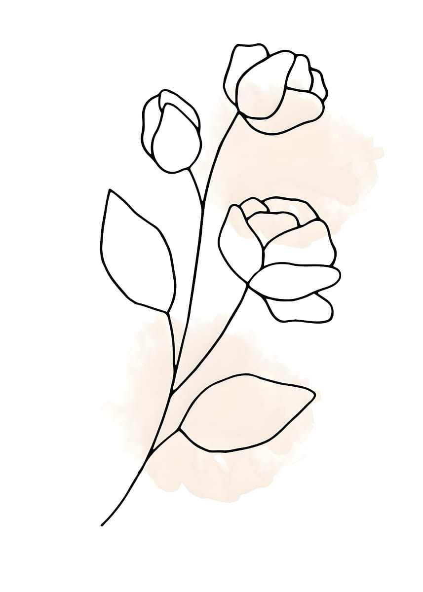 'Minimalist Floral Line Art Illustration' Poster, picture, metal print ...