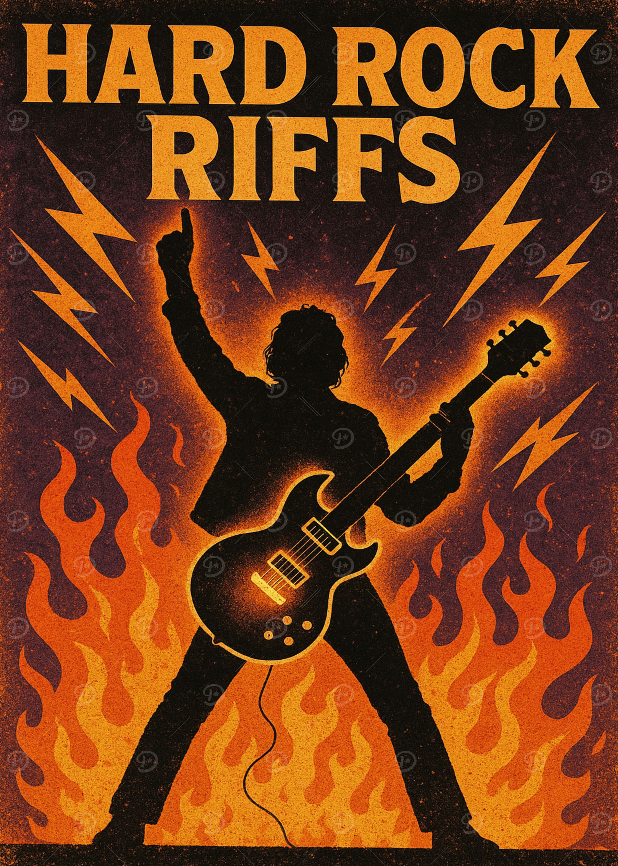 'Hard Rock Riffs Music Poster' Poster, picture, metal print, paint by ...