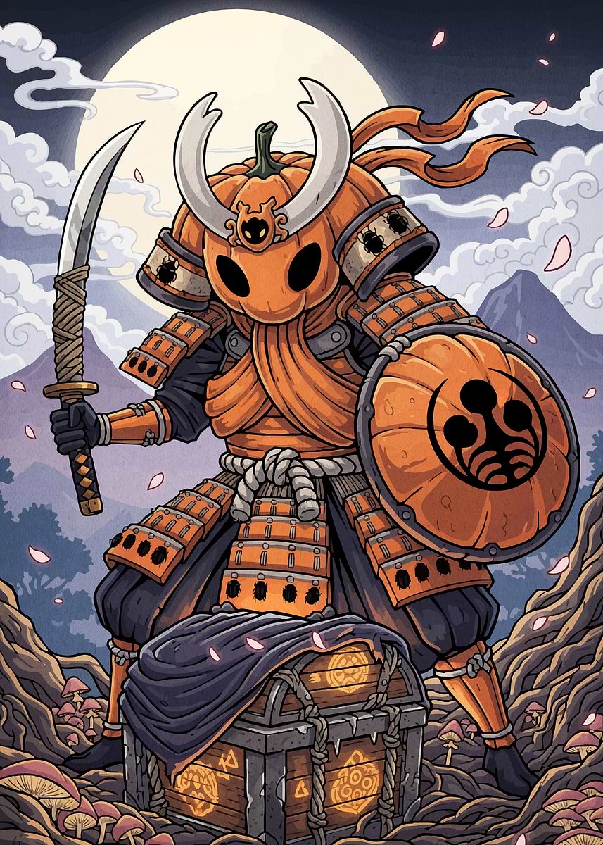 'Pumpkin Samurai Treasure Chest' Poster, picture, metal print, paint by ...