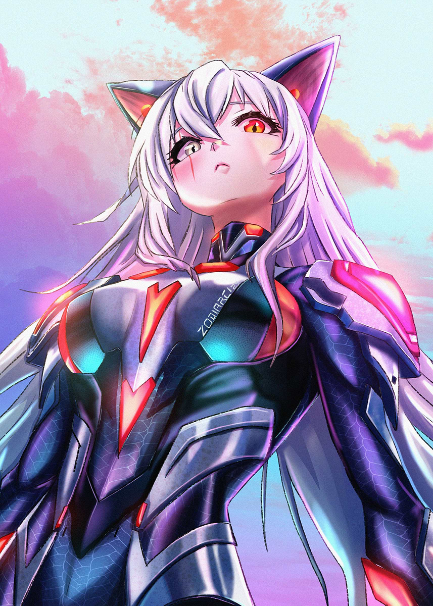 'Anime Girl - Cyber Neko Amicia' Poster, picture, metal print, paint by ...