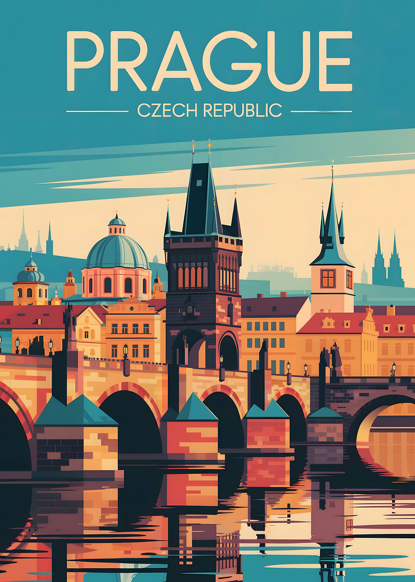 'Prague Czech Republic Travel Poster' Poster, picture, metal print ...