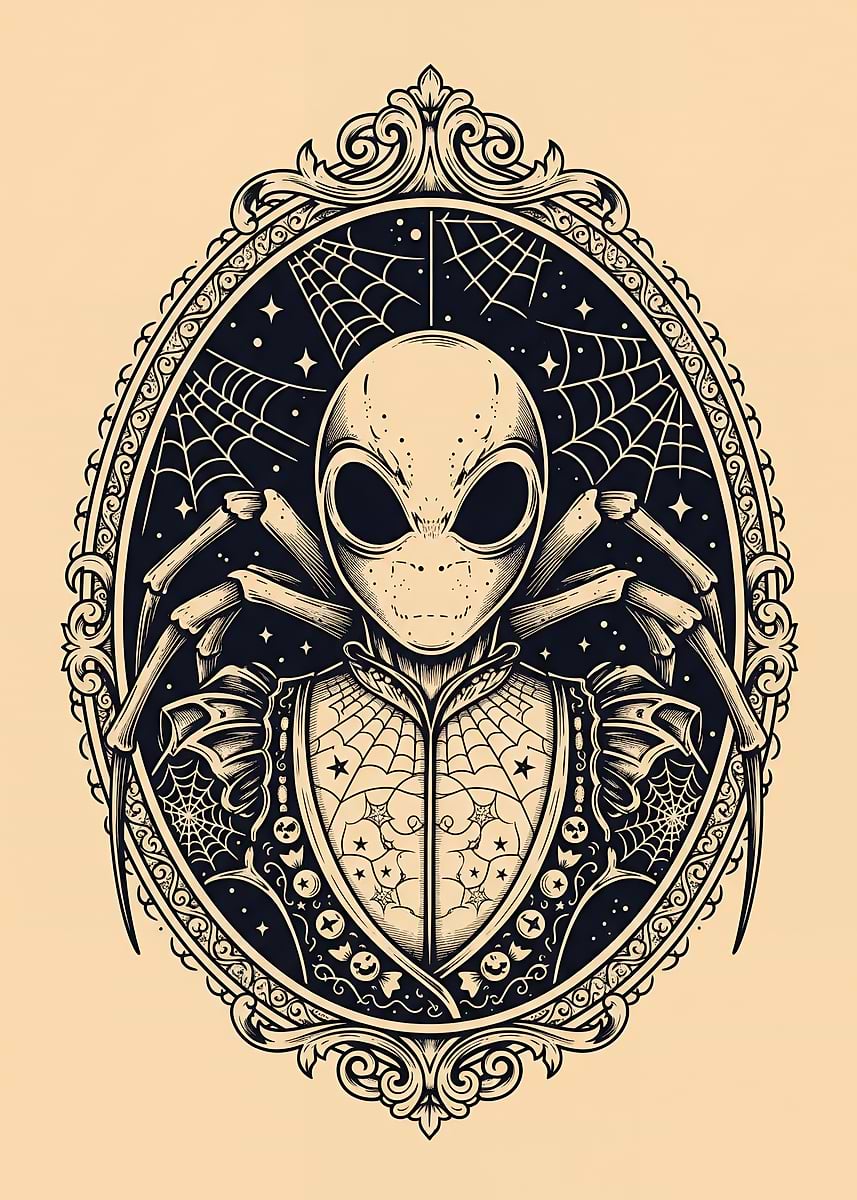 'Baroque Alien Spider Portrait' Poster, picture, metal print, paint by ...