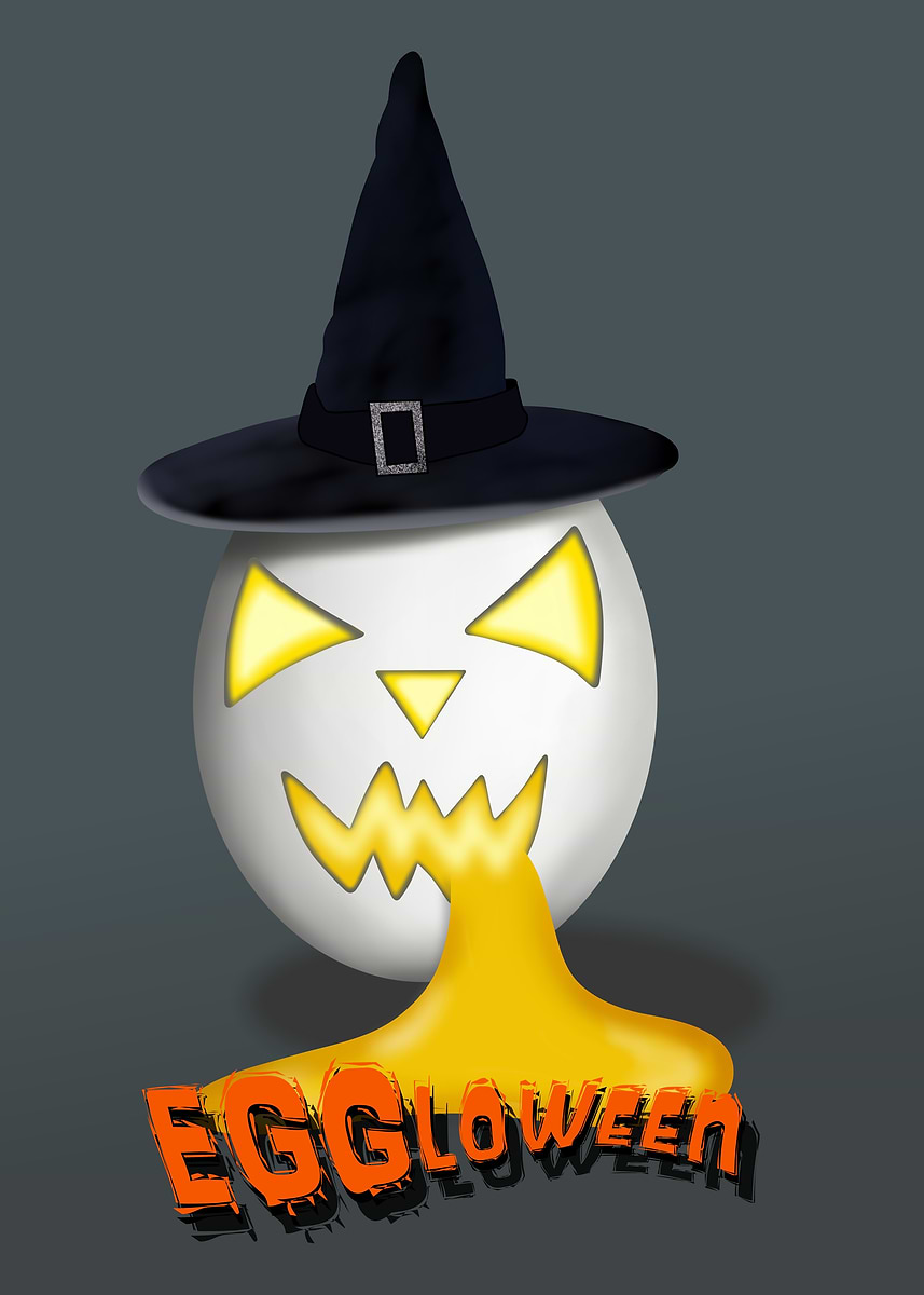 'Eggloween: Halloween Egg Witch' Poster, picture, metal print, paint by ...