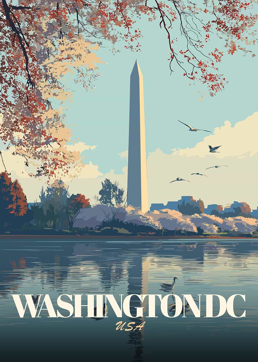 'Washington DC Travel Poster' Poster, picture, metal print, paint by ...