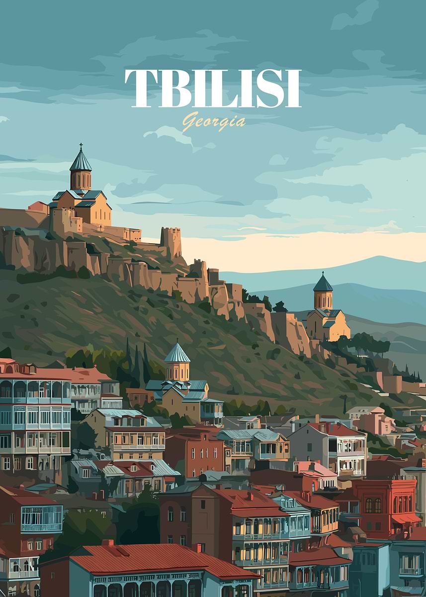 'Tbilisi, Georgia Cityscape Illustration' Poster, picture, metal print ...