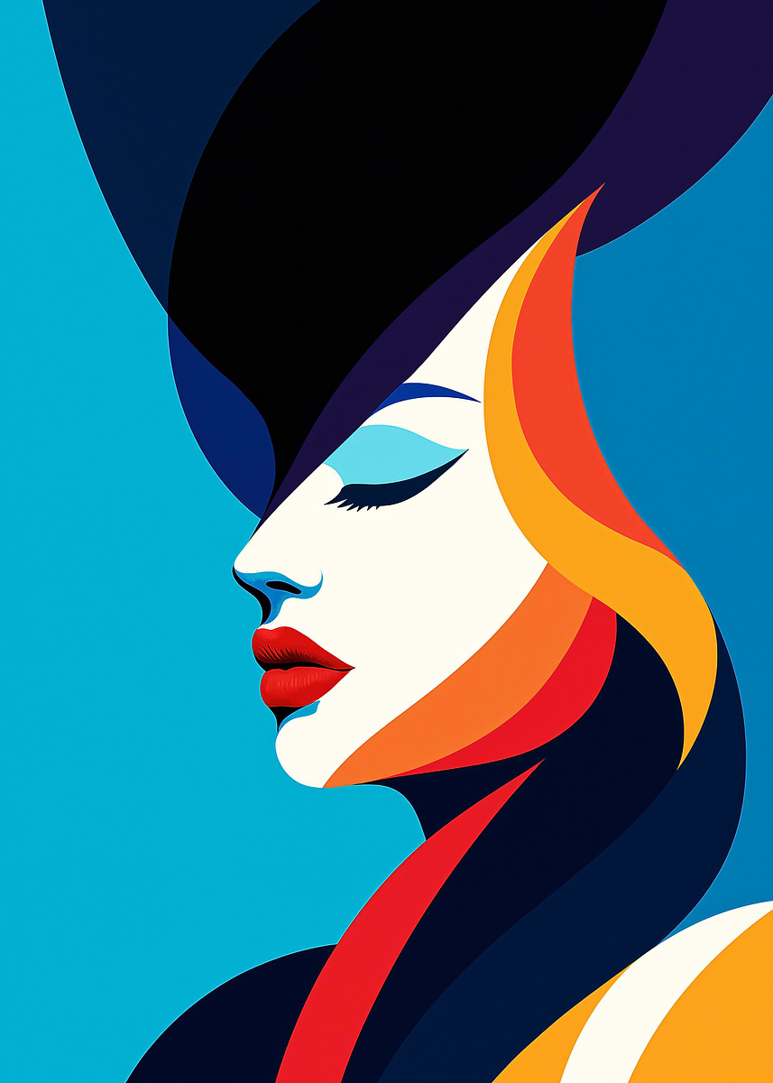 'Abstract Woman Portrait in Profile' Poster, picture, metal print ...