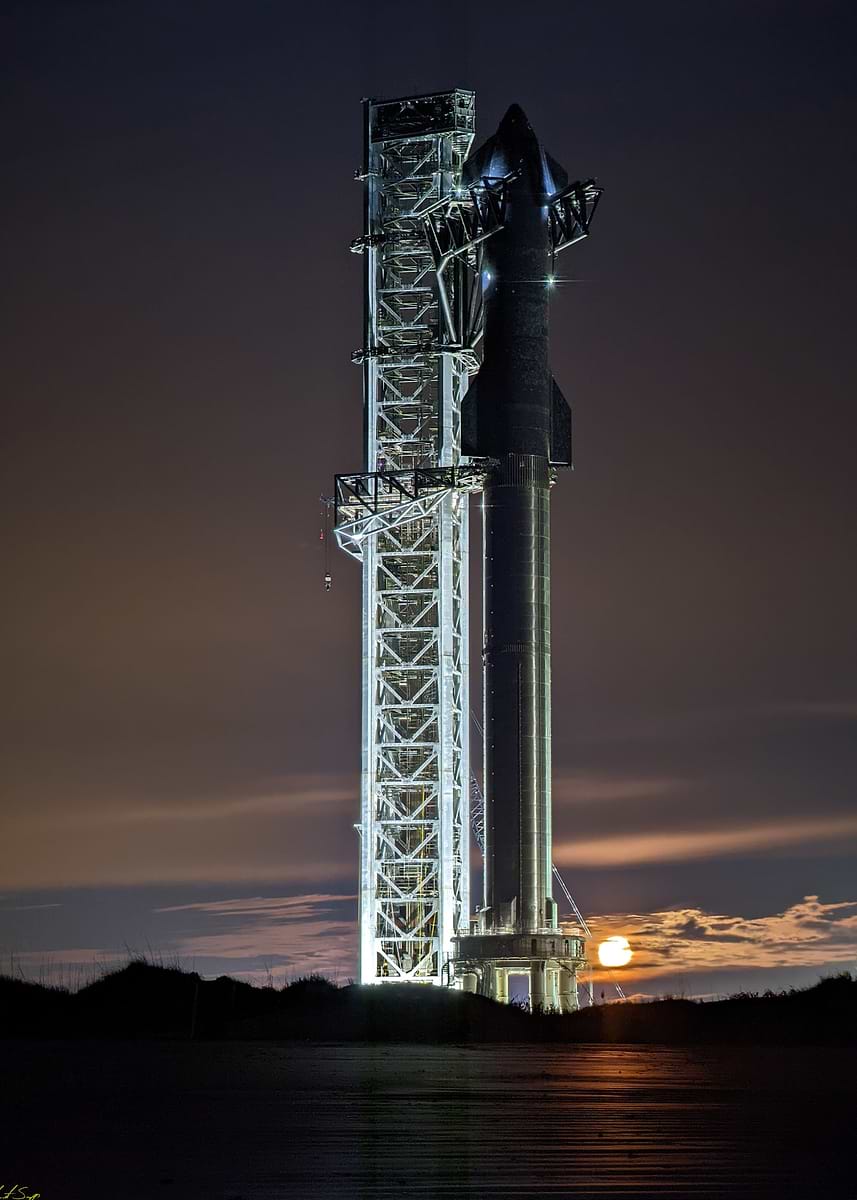 'SpaceX Starship at Night with Launch Tower' Poster, picture, metal ...