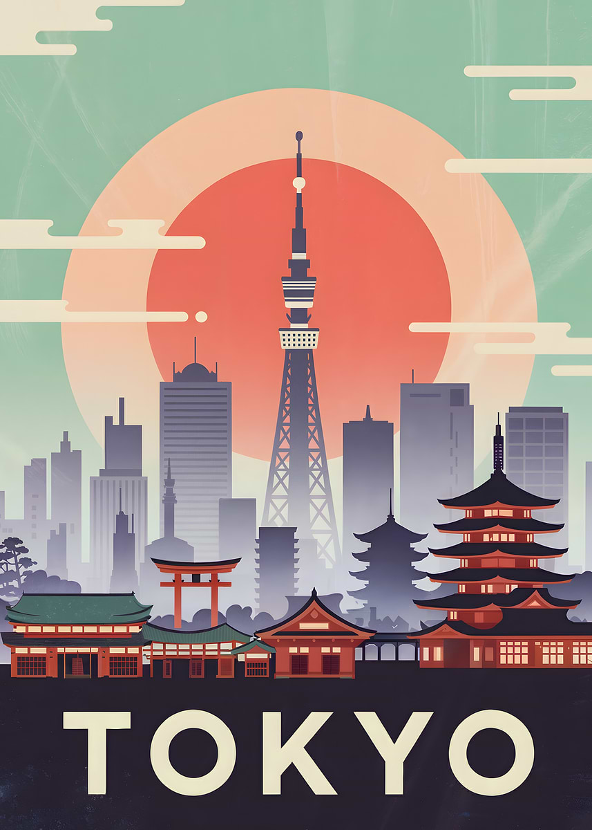 'Tokyo Cityscape Illustration' Poster, picture, metal print, paint by ...