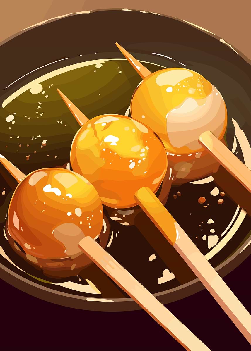'Tanghulu Skewers in Syrup Illustration' Poster, picture, metal print ...
