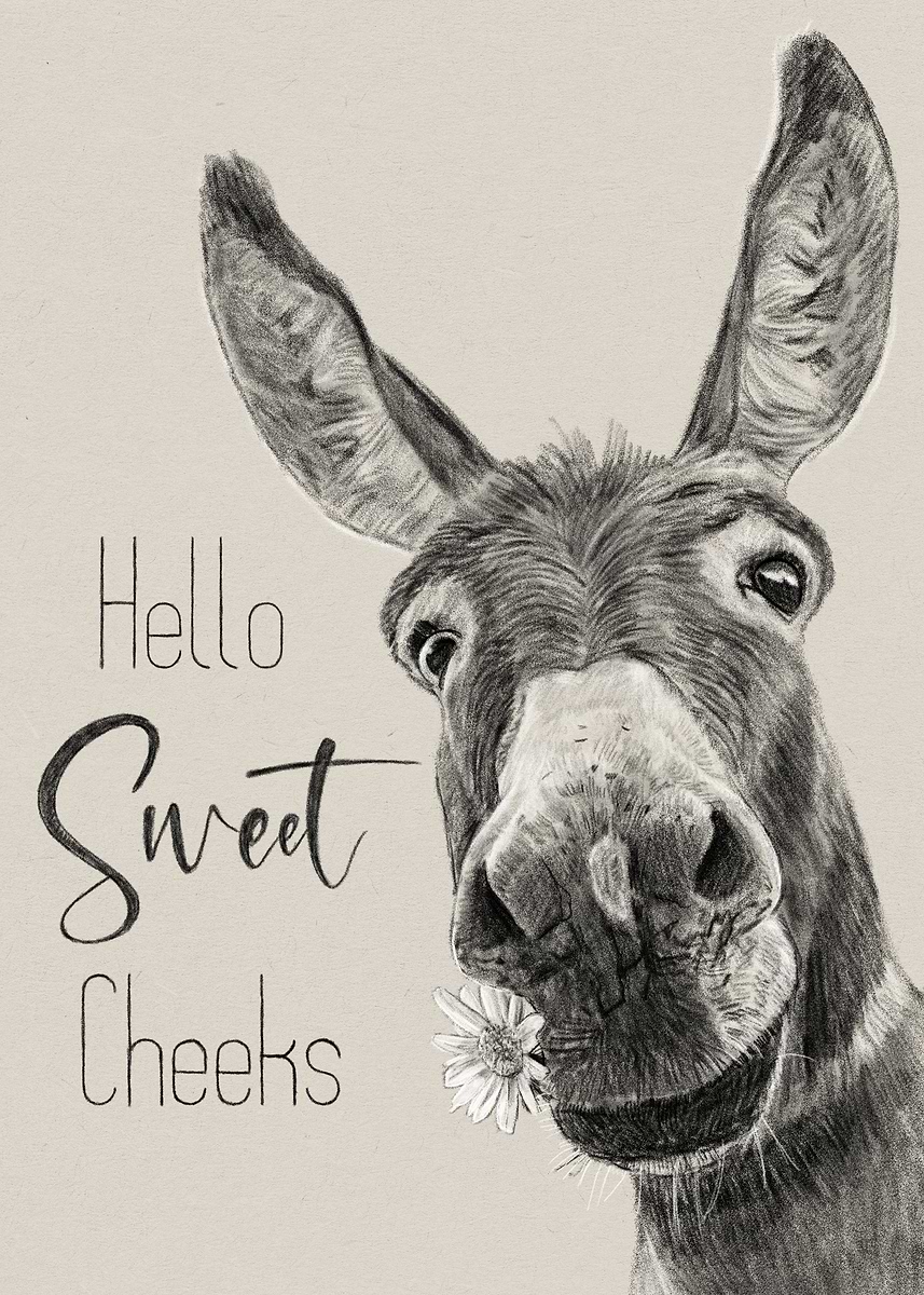 'Hello Sweet Cheeks Donkey Art' Poster, picture, metal print, paint by ...