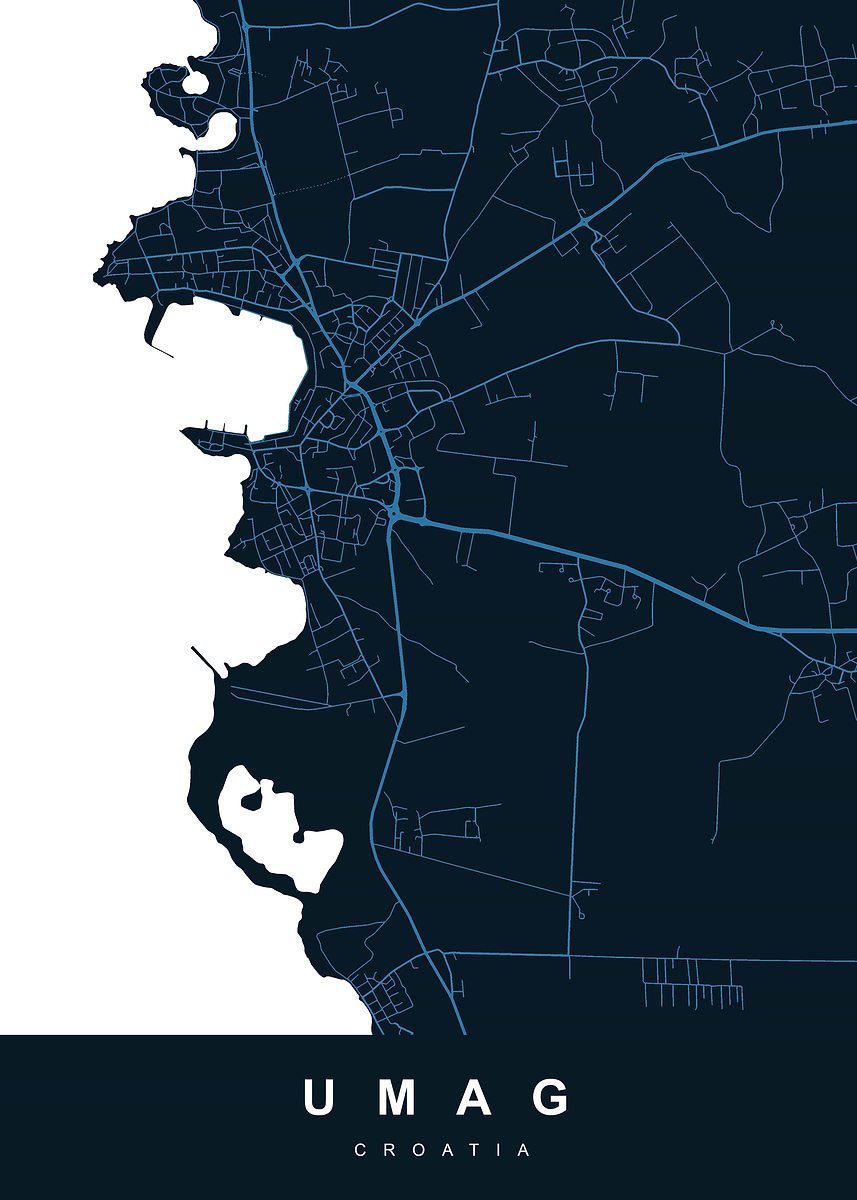 'Umag, Croatia City Map' Poster, picture, metal print, paint by ...