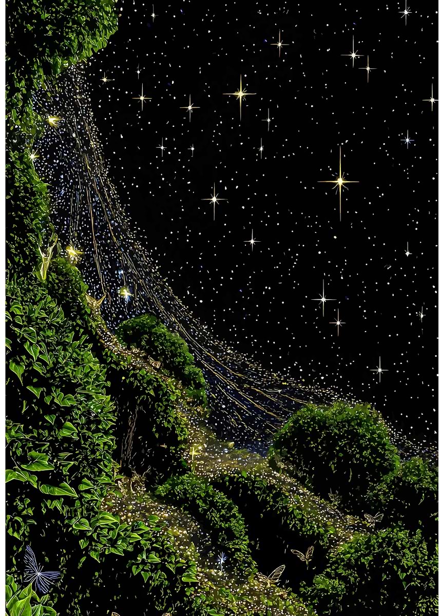 'Enchanted Forest Under Starry Night' Poster, picture, metal print ...