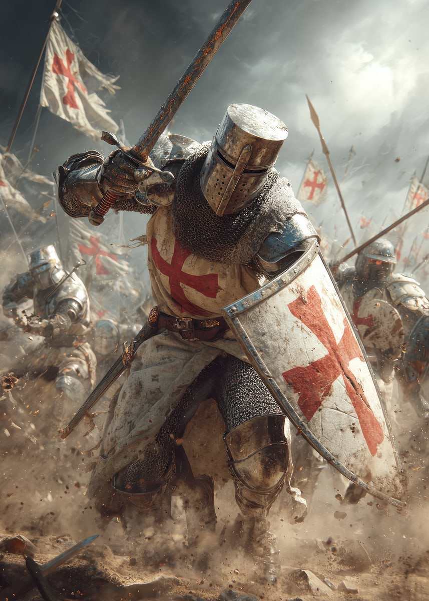 'Crusader Knight Charge' Poster, picture, metal print, paint by ...
