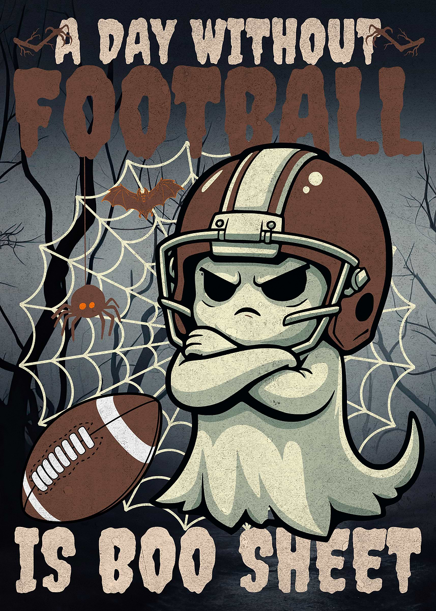 'Football Ghost Halloween Pun' Poster, picture, metal print, paint by ...