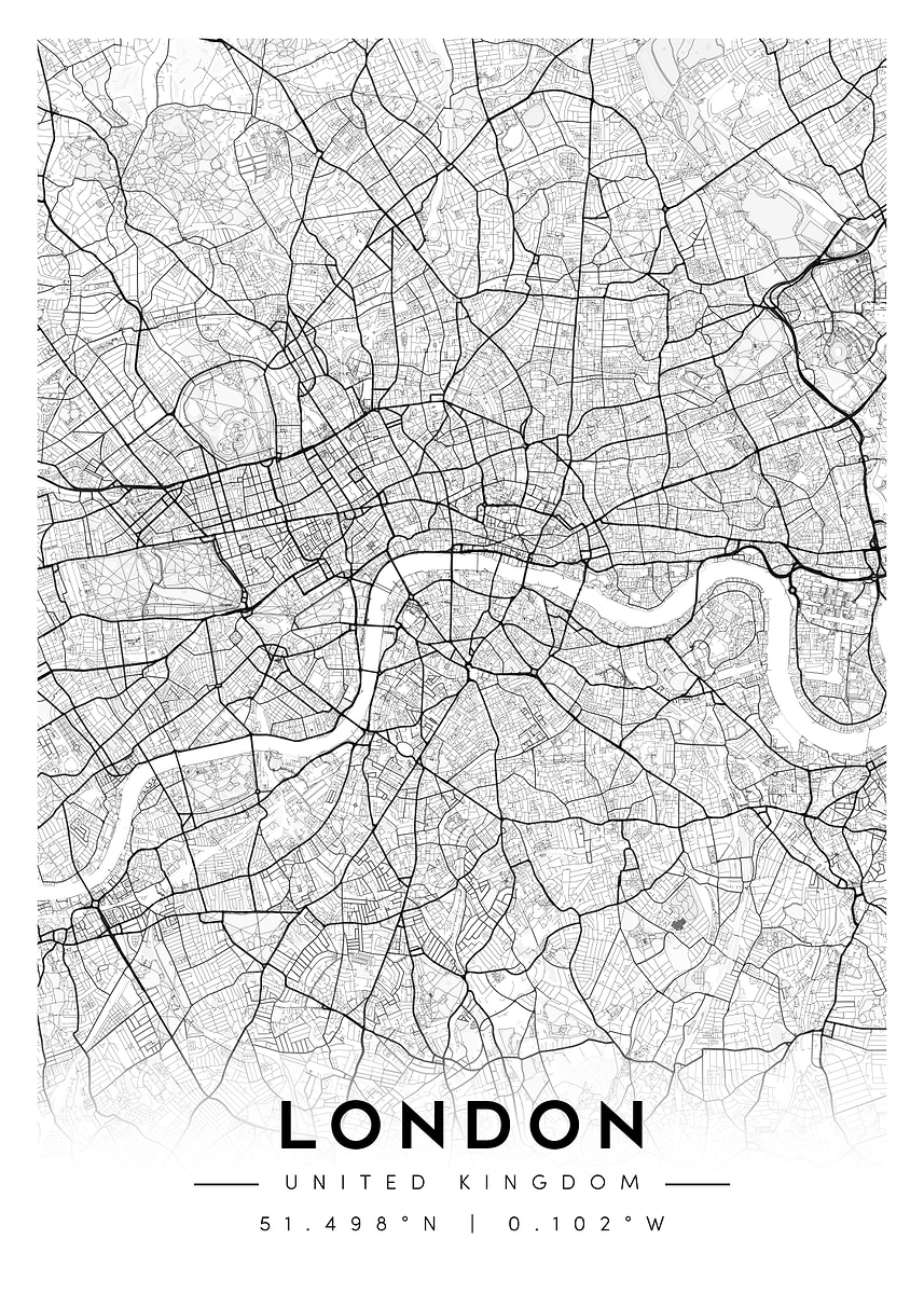 'London City Map - Minimalist Art' Poster, picture, metal print, paint ...