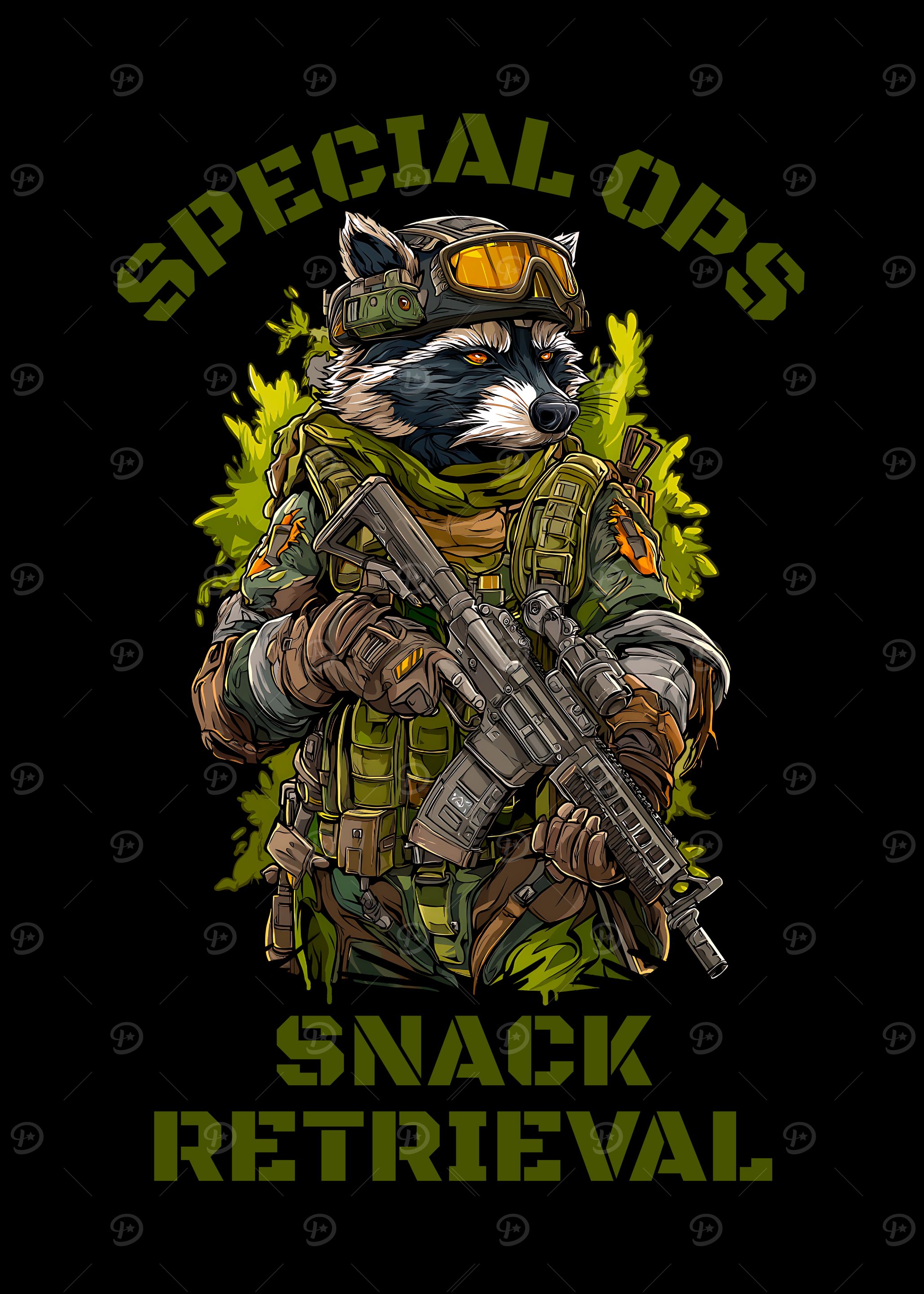 'Special Ops Snack Retrieval Raccoon' Poster, picture, metal print ...