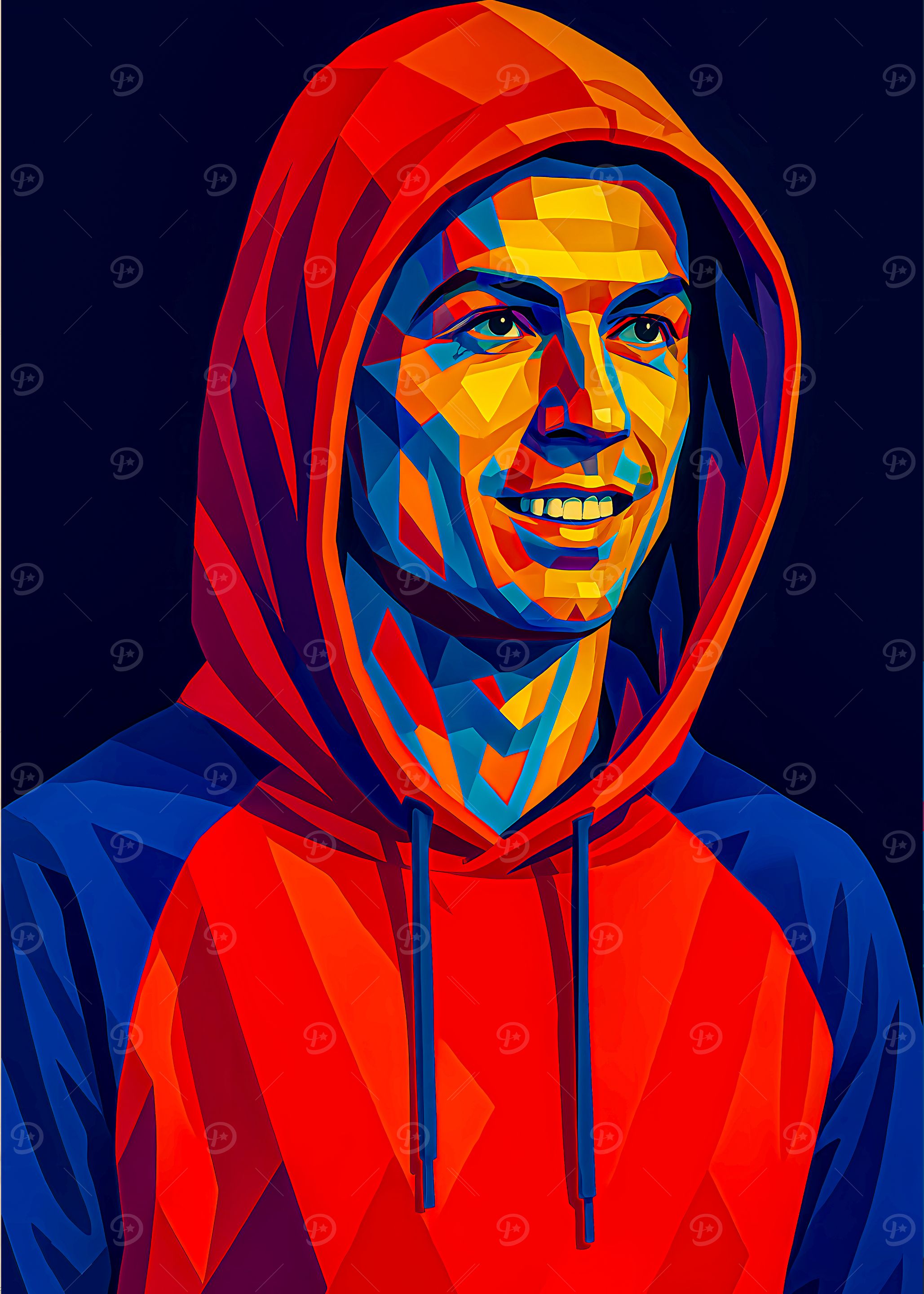 'Cristiano Ronaldo Colorful Digital Portrait' Poster, picture, metal ...
