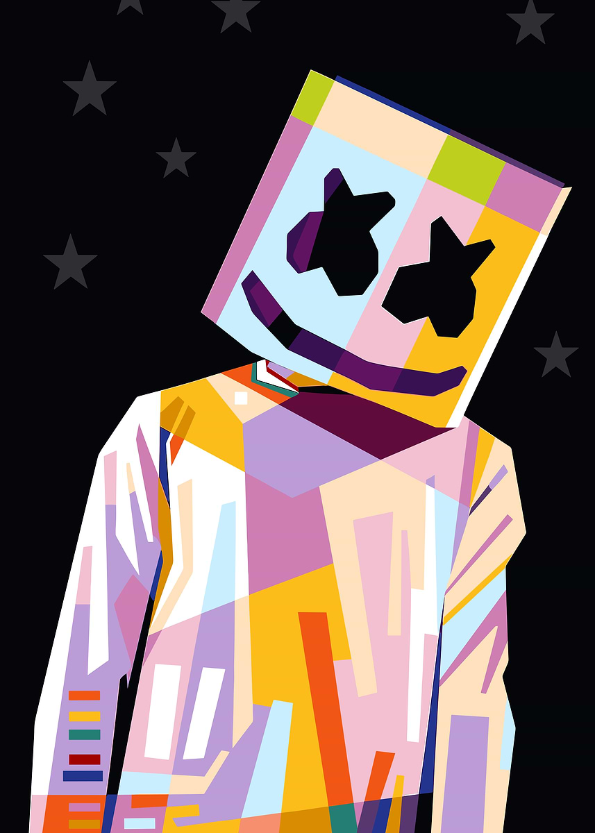 'Marshmello Pop Art Portrait' Poster, picture, metal print, paint by ...