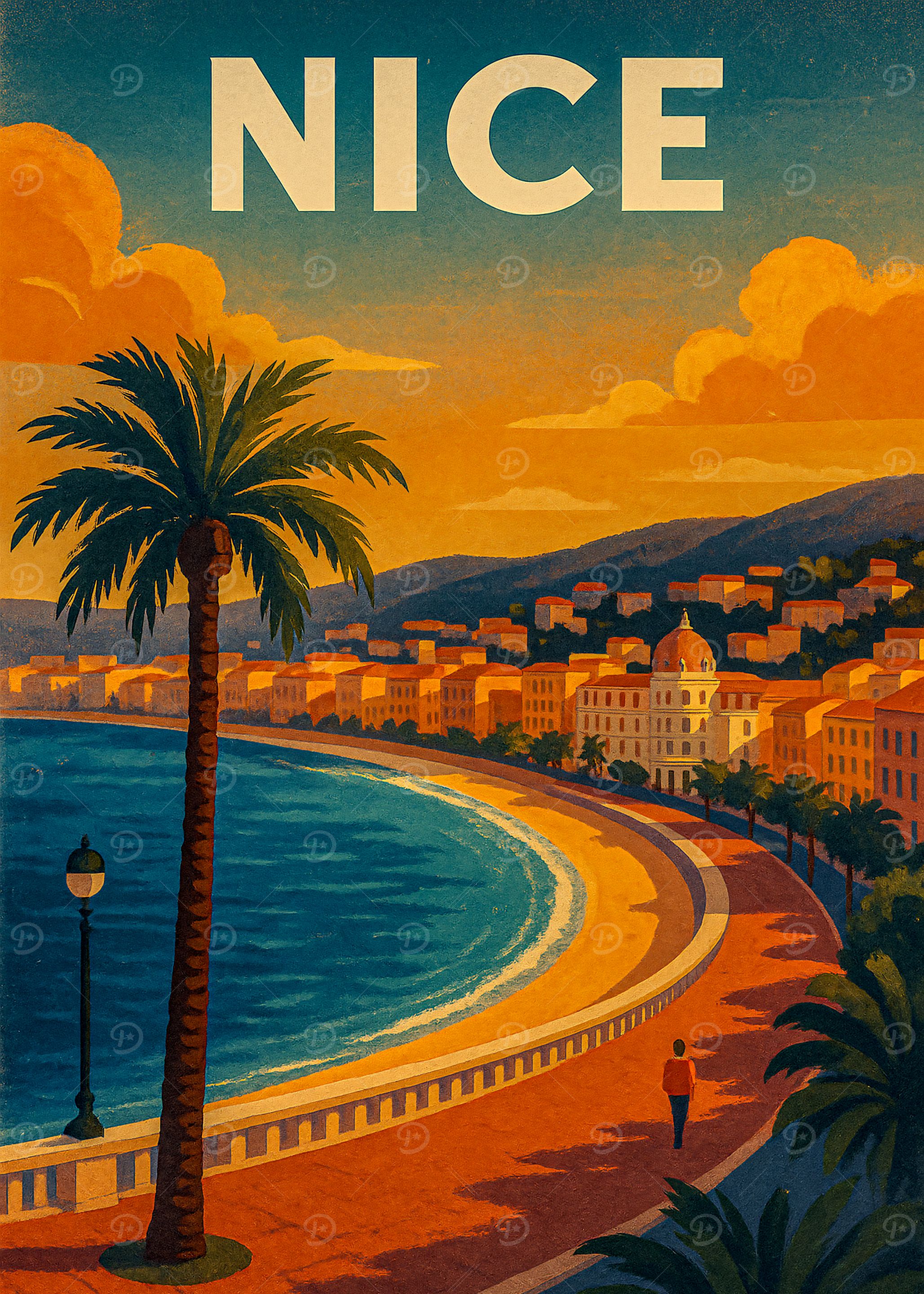 'Nice, France Travel Poster' Poster, picture, metal print, paint by ...