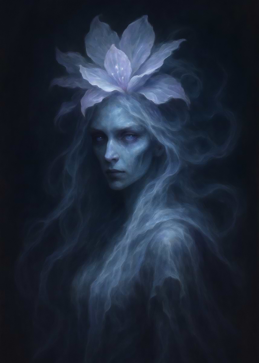 'Ethereal Woman with Flower Crown Portrait' Poster, picture, metal ...
