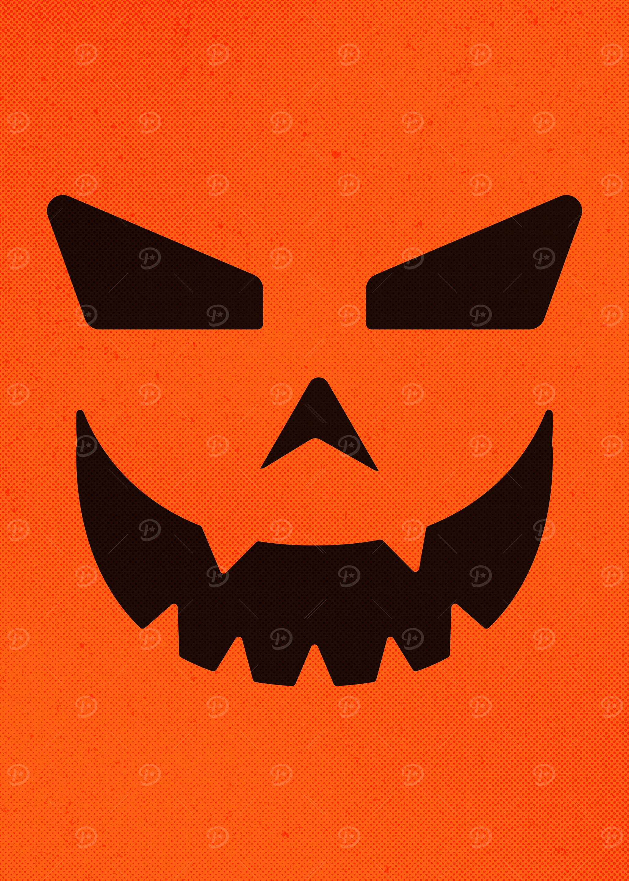 'Halloween Pumpkin Face Illustration' Poster, picture, metal print ...