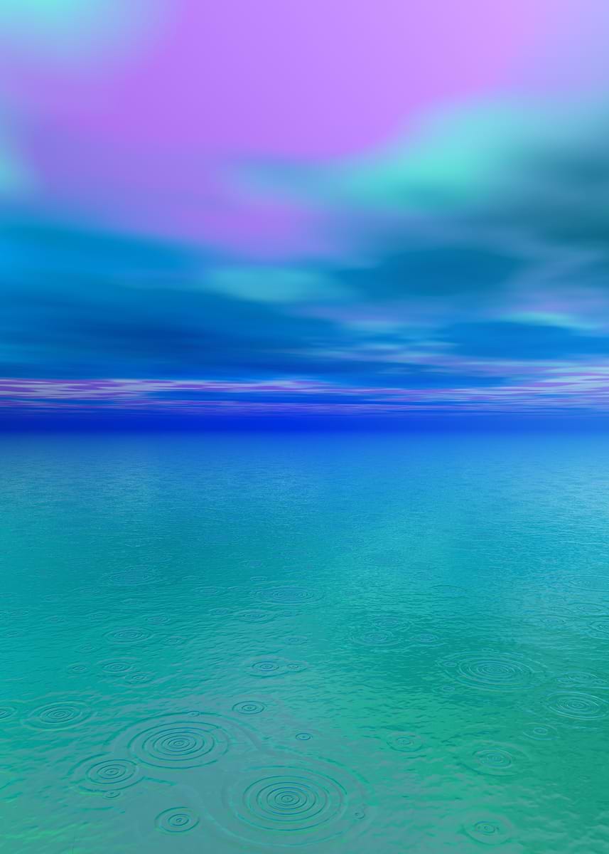 'Calm Ocean with Rain Ripples' Poster, picture, metal print, paint by ...