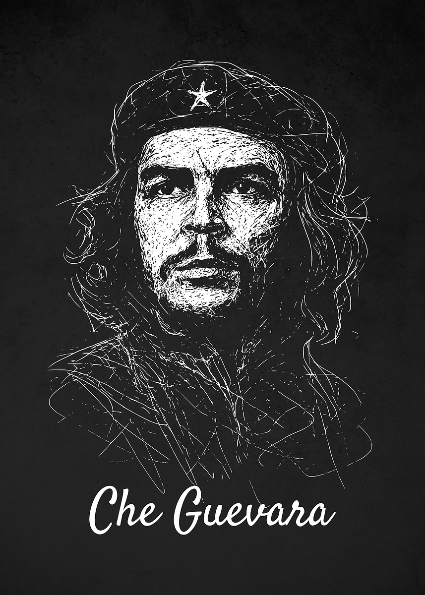 'Che Guevara Portrait Scribble Art' Poster, picture, metal print, paint ...