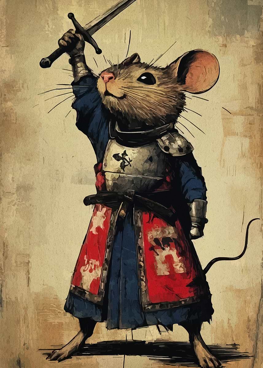 'Mouse Knight with Sword' Poster, picture, metal print, paint by ...