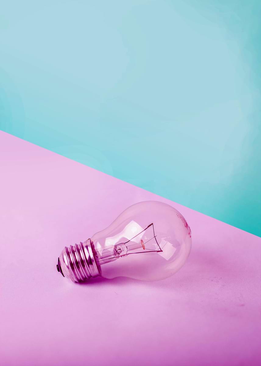 'Light Bulb on Pastel Background' Poster, picture, metal print, paint ...