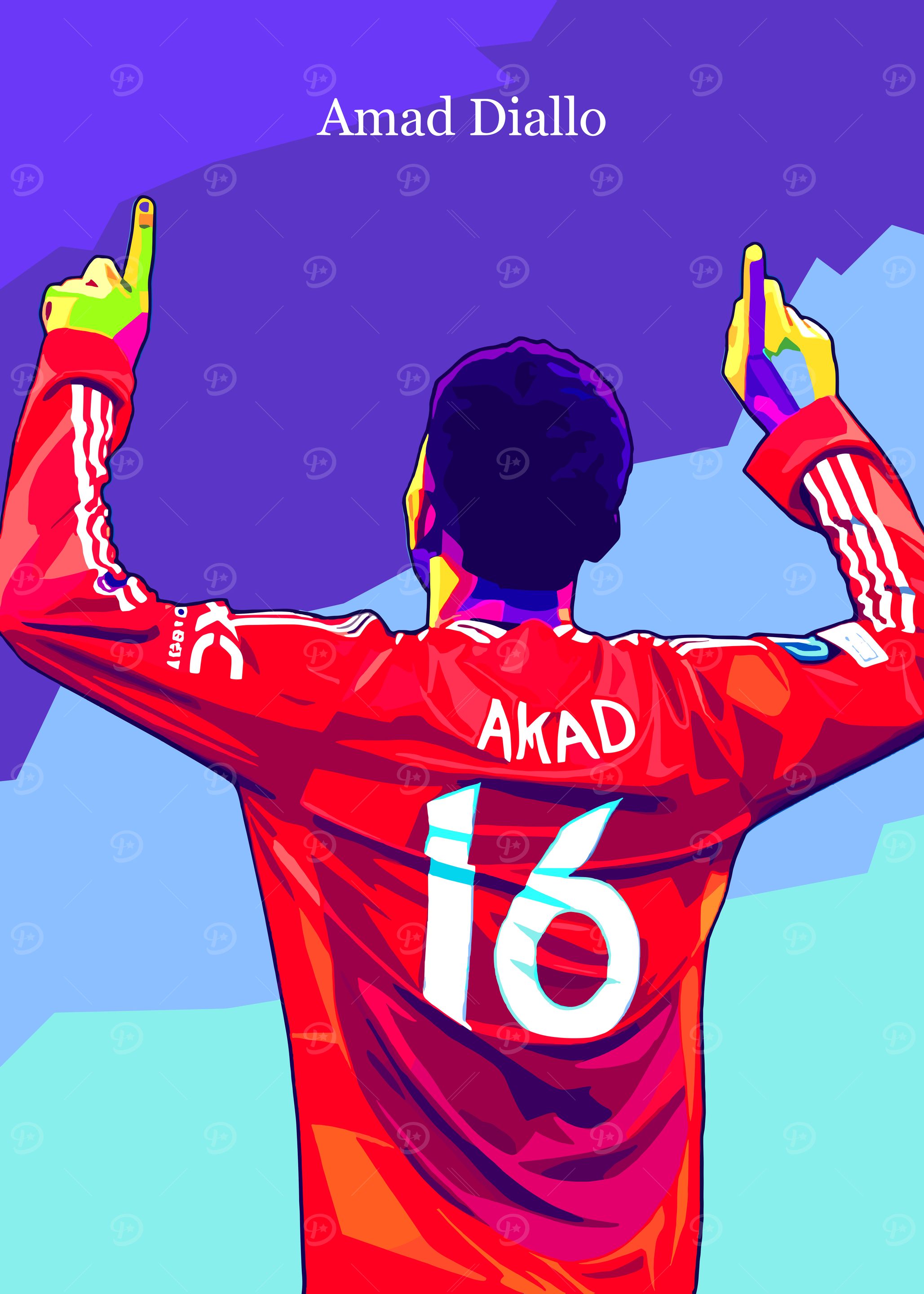 'Amad Diallo Celebration Pop Art' Poster, picture, metal print, paint ...